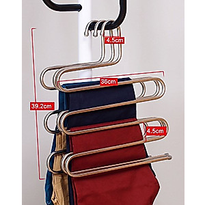 ECOLIFE Sturdy S-Type Multi-Purpose Stainless Steel Magic Pants Hangers Closet Hangers Space Saver Storage Rack for Hanging Jeans Scarf Tie(Set of 2)