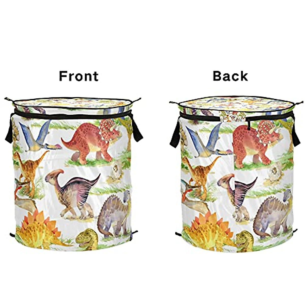 Cute Dinosaurs Pop Up Laundry Hamper With Lid Foldable Laundry Basket With Handles Collapsible Storage Basket Clothes Organizer for Home College Dorm Camping