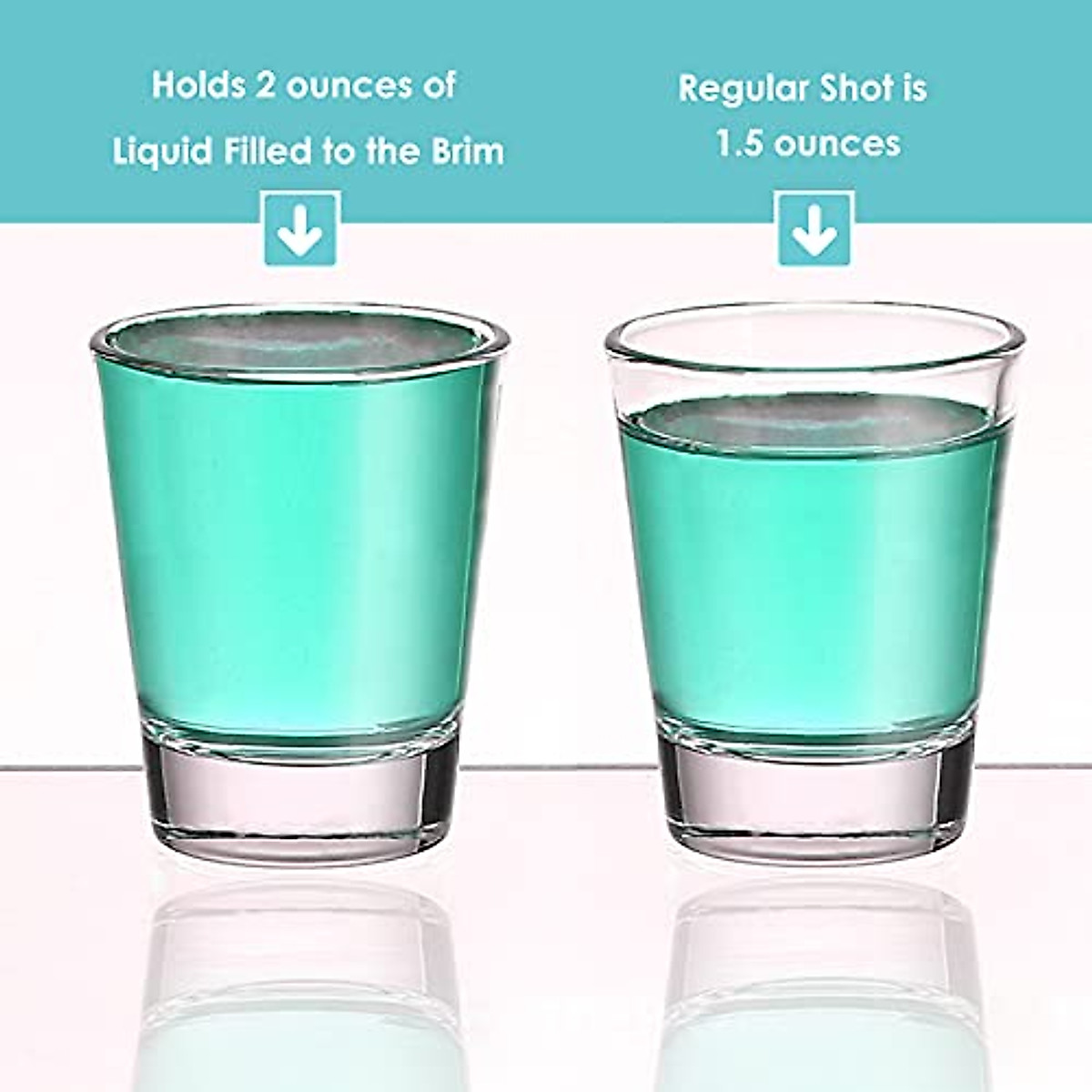 NUYKOUY Shot Glass Set, 100% Clean 100% Wipe Glass Shot Glasses, 1.5 oz, Set of 6, Clear Shot Glasses