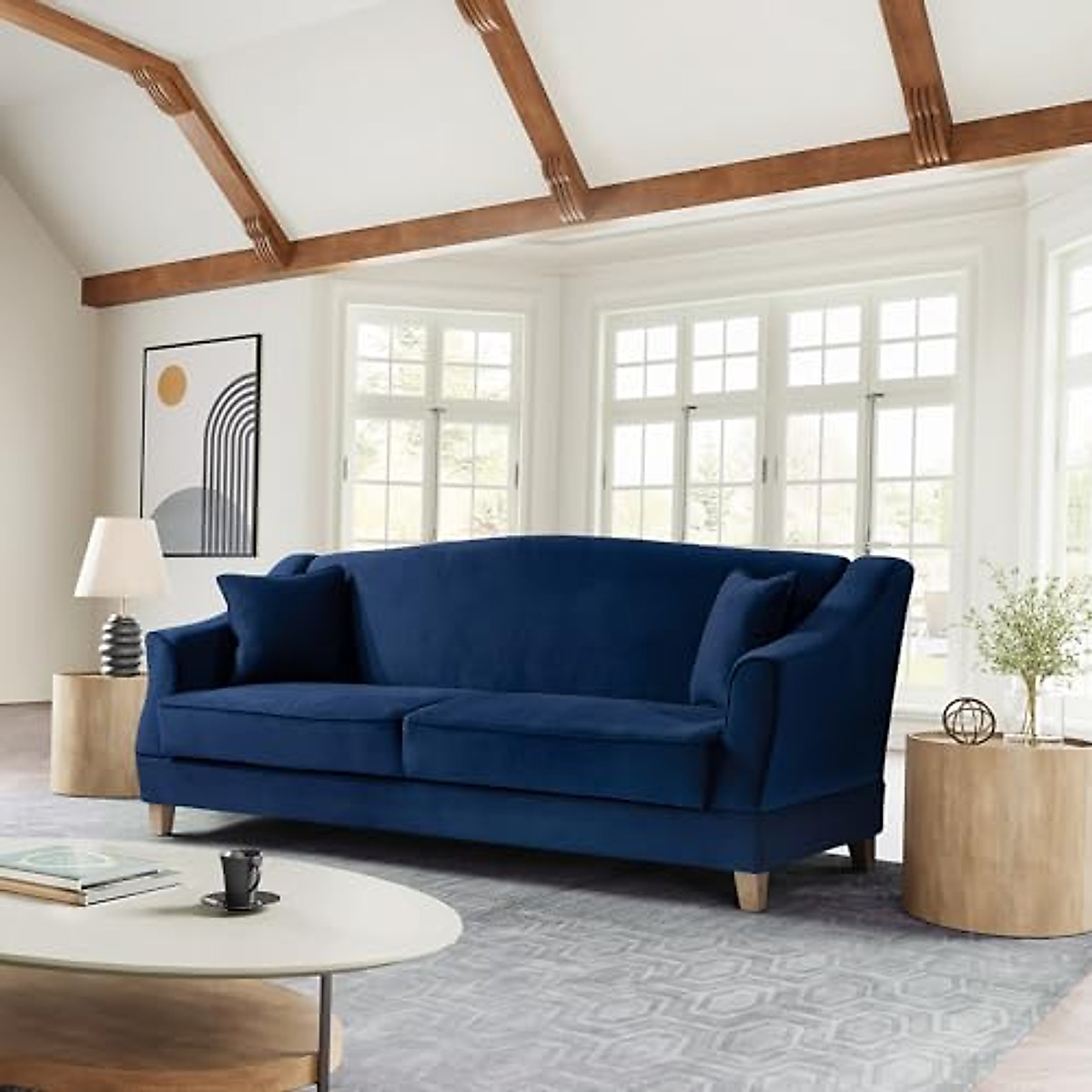 Serta Sophie Navy Velvet Convertible Sofa