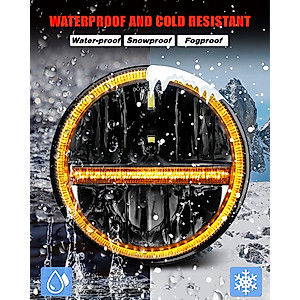 UNI-SHINE 7 inch led headlight, 7" round LED Headlights H6024 led Headlight White Halo Headlight Running Amber Turn Signal Seal Beam Compatible with Jeep Wrangler JK TJ JL CJ