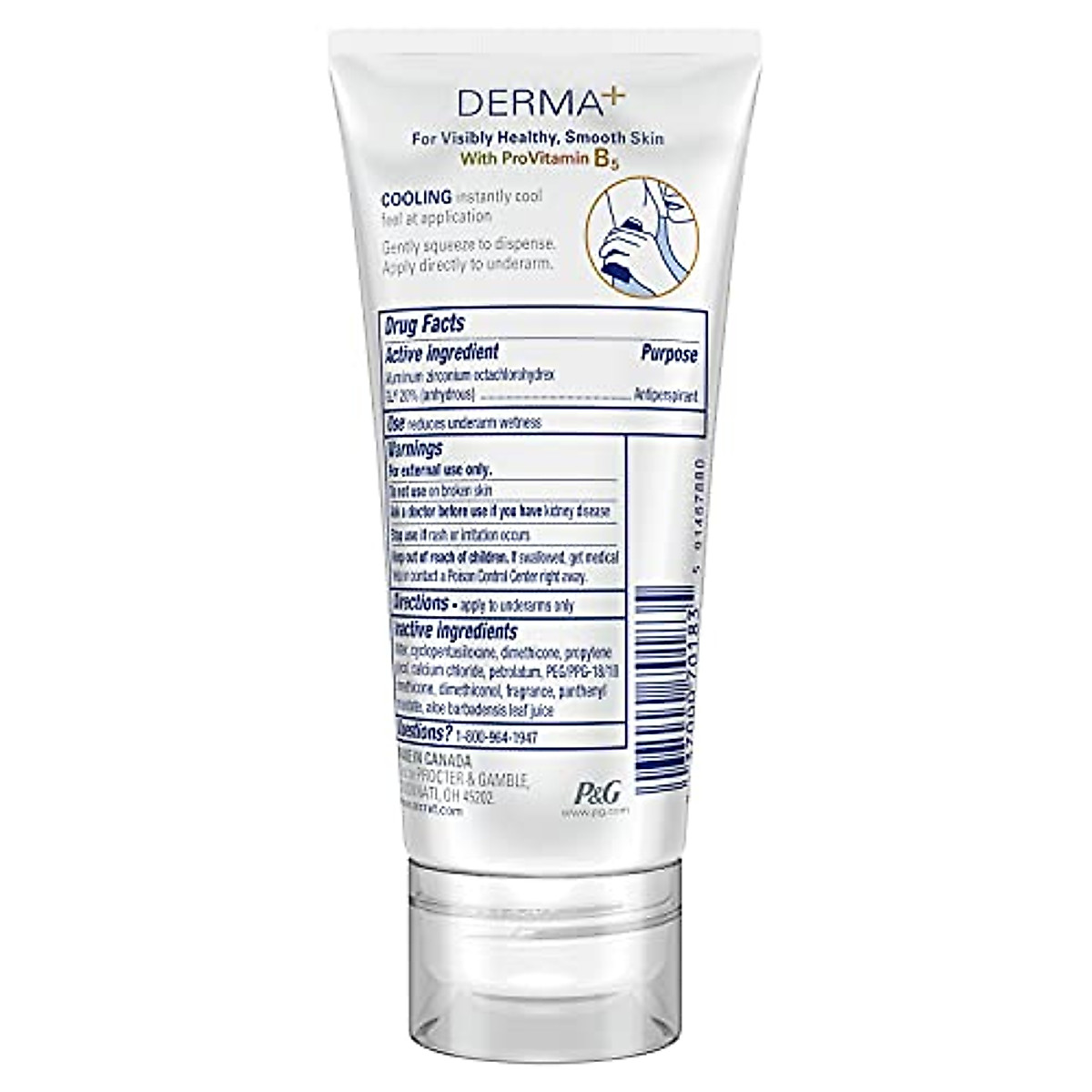 Secret Derma+ Invisible Gel Antiperspirant & Deodorant, Cooling With Vitamin B5 + Aloe, 48 Hr., 2.5 Oz