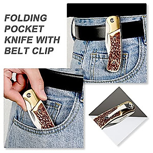 MOSSY OAK 15-inch Survival Bowie Knife & Folding Pocket Knife, Fixed Blade Hunting Knife with Sheath, Sharpener and Fire Starter Inculded, Tactical Bowie Knife for Camping, Hunting, Outdoor