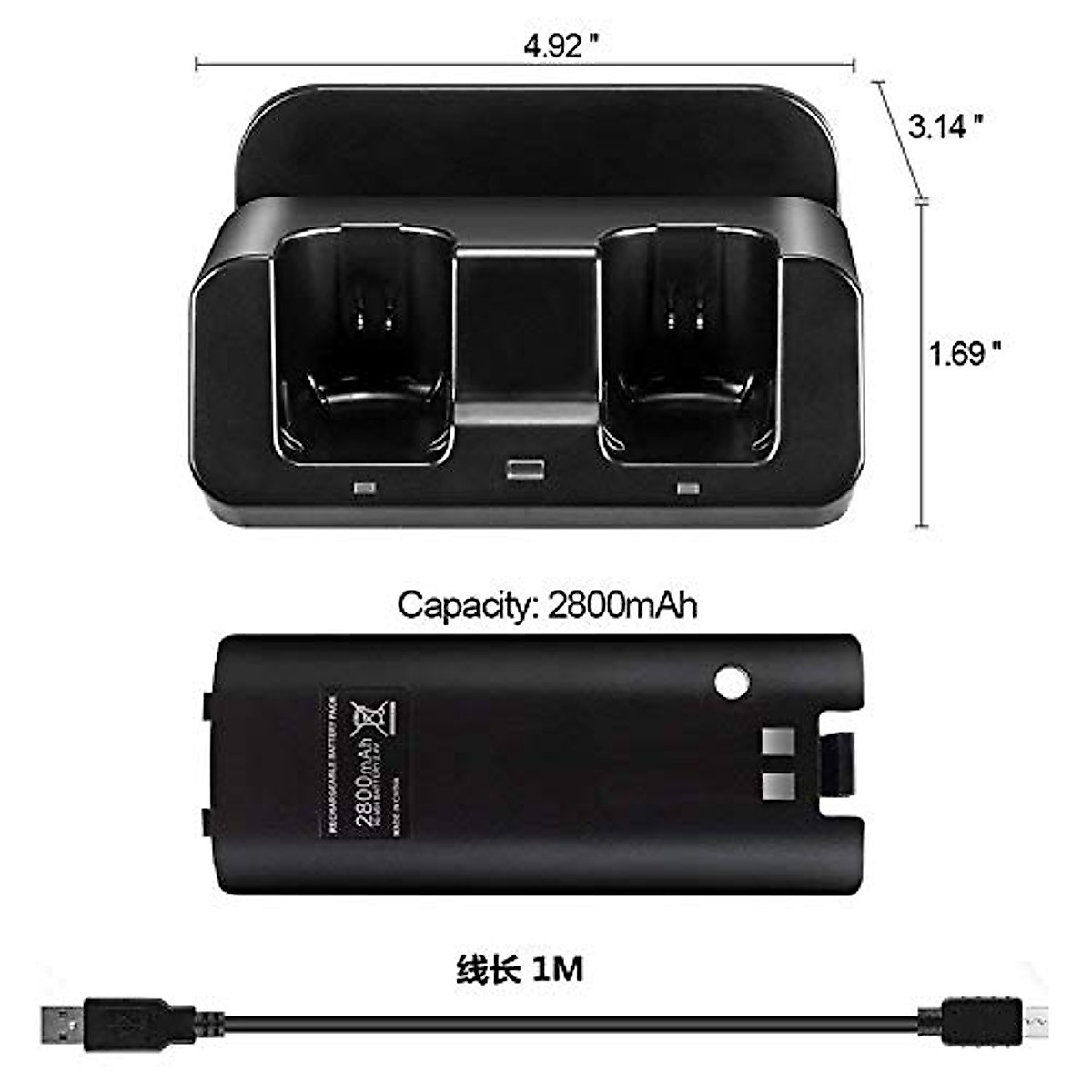 eLUUGIE 3 in 1 Charger Dock Charging Station Base for Wii U Gamepad Charger Stand wii u Gamepad Charger Cradle WII U Gamepad Power Stand wii u Charging Dock