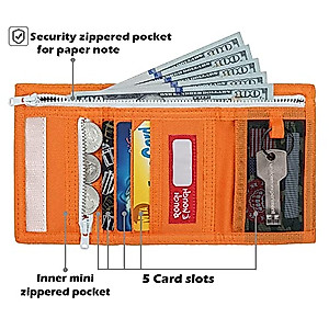 Rough Enough Kids Wallet for Boys Girls Teen with Neck Lanyard Keychain Canvas Bright Orange