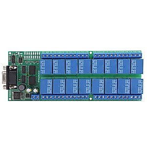 Jeanoko RS232 DB9 Female Interface 16-Channel Relay Board Serial Port Smart Module 8 Working Modes Relay Module for Automation Control