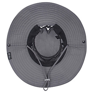 Mukeyo Womens Ponytail Sun Hat Summer Foldable Wide Brim Outdoor UV Protection Mesh Bucket Cap for Beach Fishing Hiking Gardening Grey