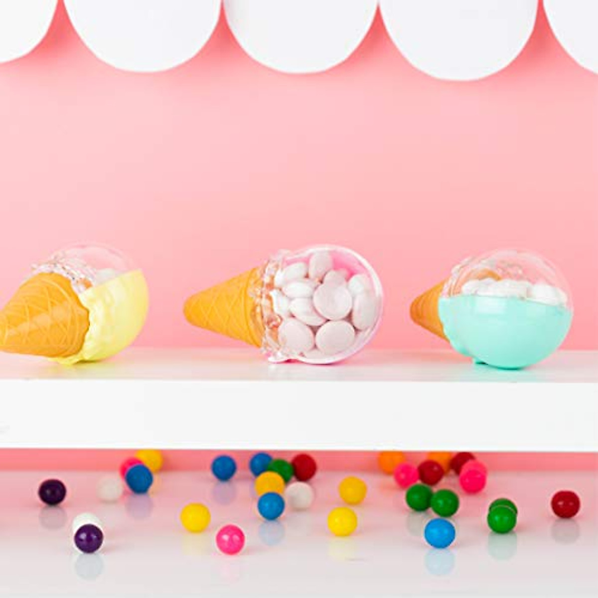 Hammont Ice Cream Shaped Acrylic Candy Boxes - 12 Pack - 2.36"x4.33" - Perfect for Weddings, Birthdays, Party Favors and Gifts | Designer Cute Clear Lucite Plastic Treat Containers