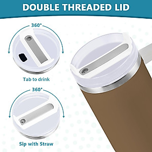 MCHIVER Khaki 30 oz Tumbler with Handle and Straw Stainless Steel Vacuum Water Bottle Leak-proof Travel Coffee Mug Insulated Cup for Car Home Office