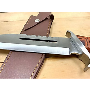 UNIQUE BLADES ! Custom Handmade knife 17'inches Rambo Knife Hunting Survival Bowie Knife ! Full Tang Knife With Leather Sheath