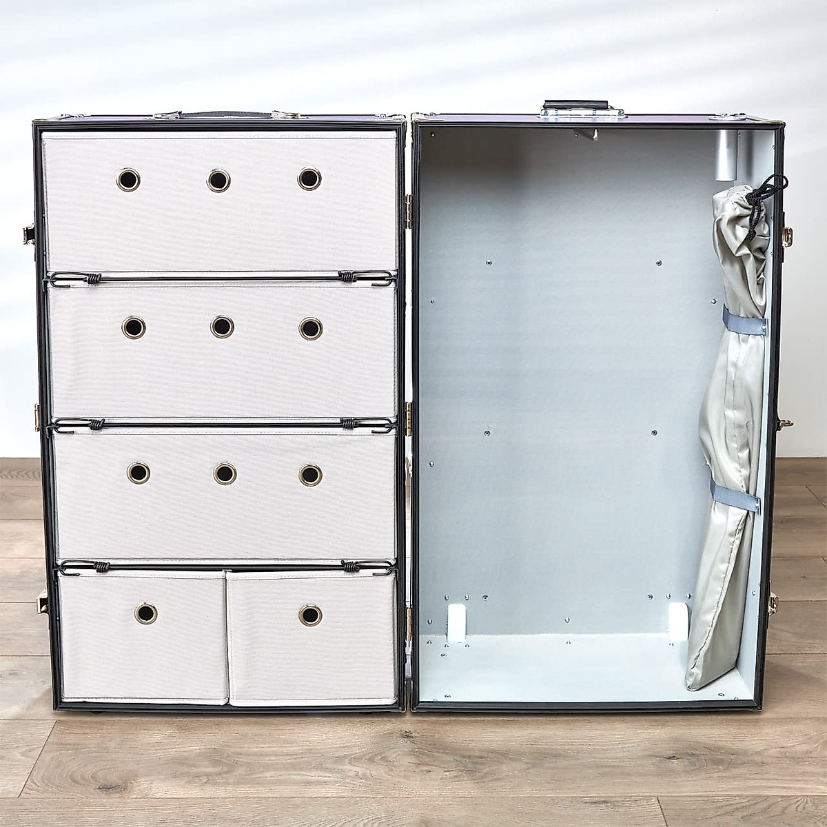 Rhino Trunk & Case Dance Star Wardrobe Trunk with Mounted Wheels, Competitions, Recitals, & Performances 35"x21"x16" (Navy Blue)