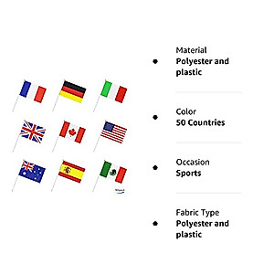50 Countries International World Stick Flag,Hand Held Small Mini National Pennant Flags Banners On Stick,Party Decorations for Parades,Olympic,World Cup,Bar,School Sports Events,Festival Celebrations