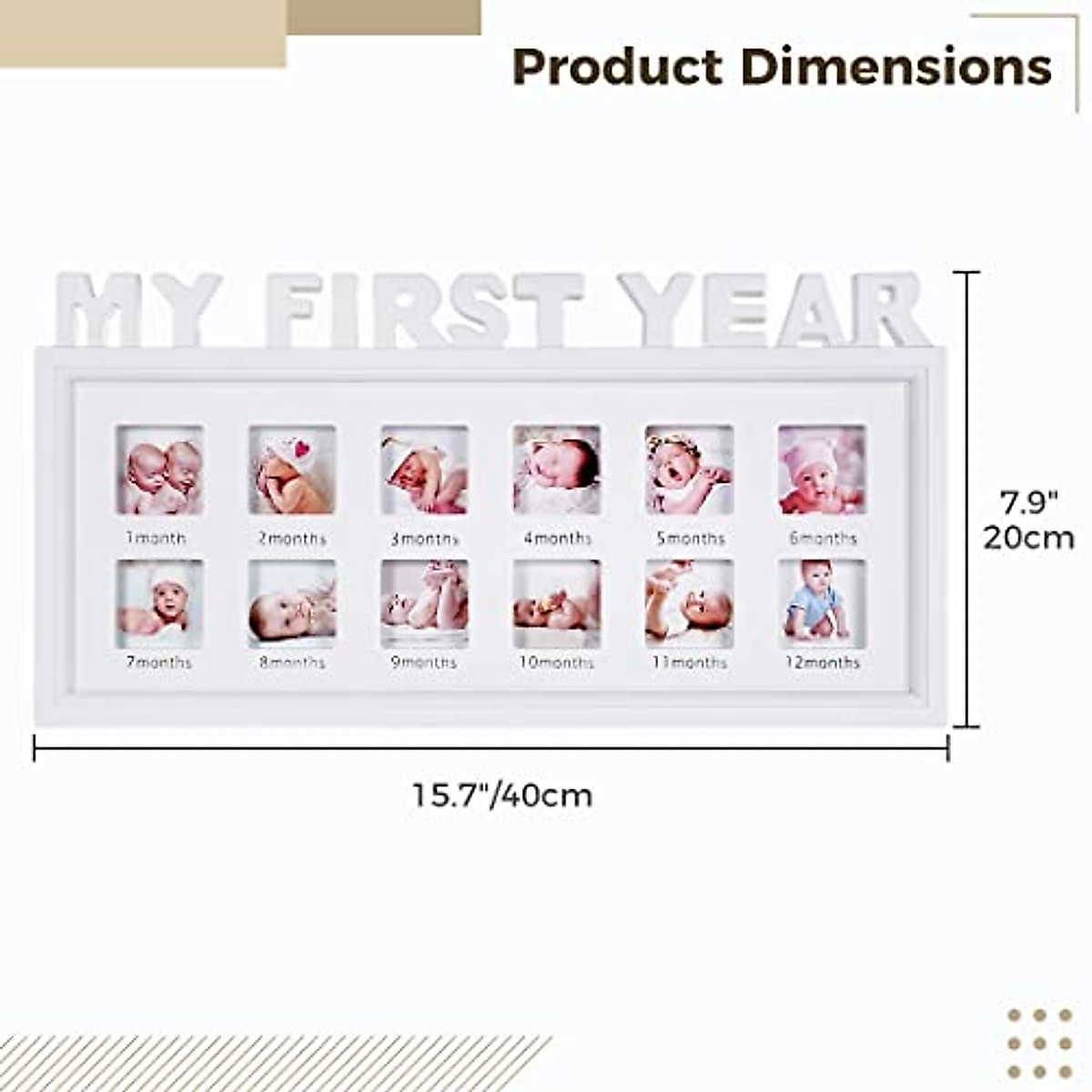 Homaisson Newborn Baby Picture Frame, My First Year Newborn Keepsake Frame 12 Months, Photo Frame for Memories