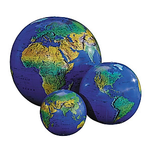 Replogle Globes Inflatable Topographical Globe, Dark Blue Ocean, 16-Inch Diameter