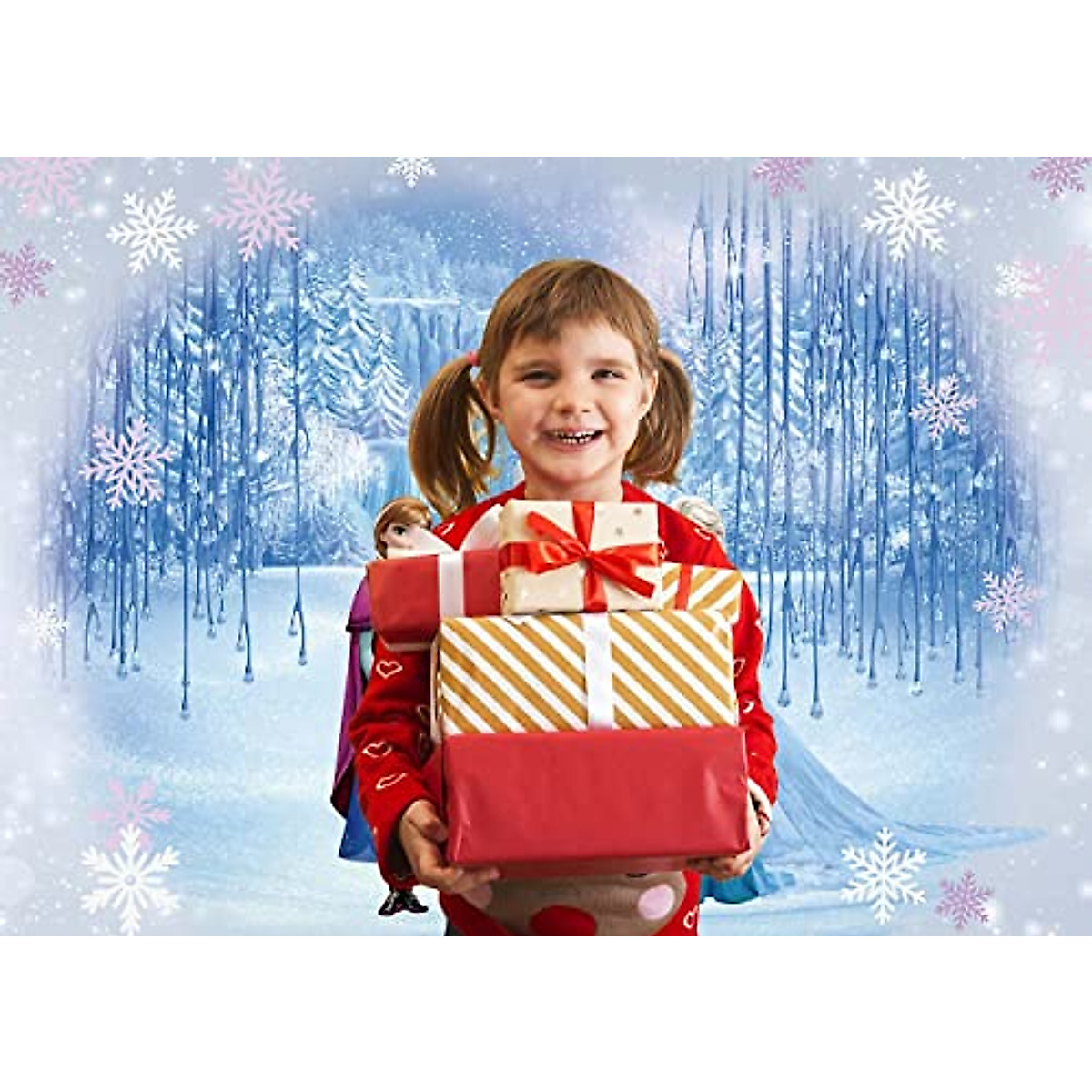 Frozen Ice World Princess Backdrop Winter Frozen Birthday Party Decoration Winter Children Photography Backdrop (8x6FT)