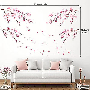 DECOWALL DS12-2003P1903 Watercolor Cherry Blossoms Kids Wall Stickers Wall Decals Peel and Stick Removable Wall Stickers for Kids Nursery Bedroom Living Room d?cor
