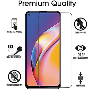 Chengmi ZMONE Tempered Glass Screen Protector for OPPO Reno 5 LiteOPPO A94 4G F19 ProOPPO Reno5 F [3 Pack],9H Hardness High Definition Clear Scratch Bubble Free Anti-Fingerprints, Transparent