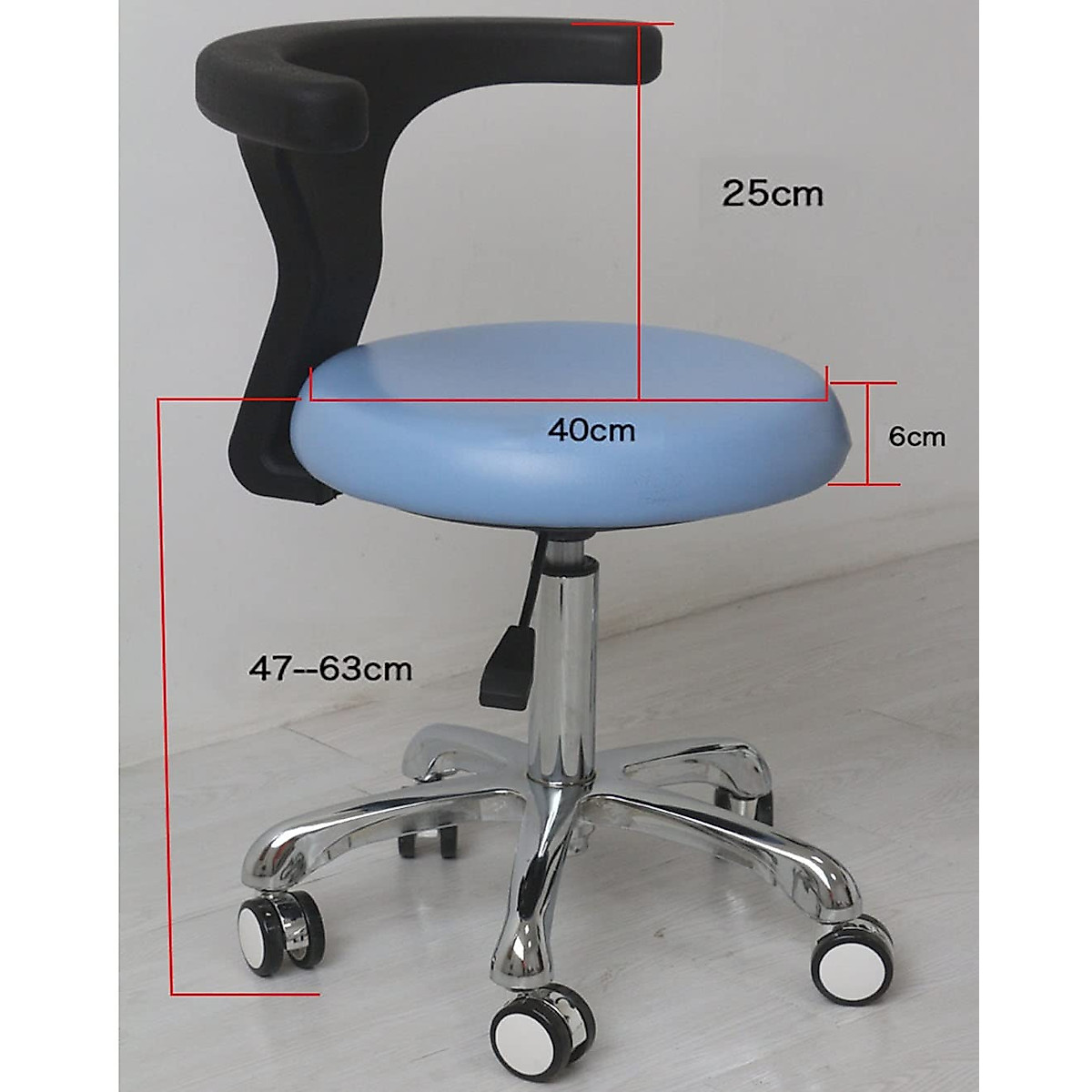 GUNEL Medical Dentist Chair Dental Stool Dental Mobile Chair, Height Adjustable Doctor Chair with 360 Degree Rotation Backrest and Seat (Color : Beige, Size : B(with Foot Rest))