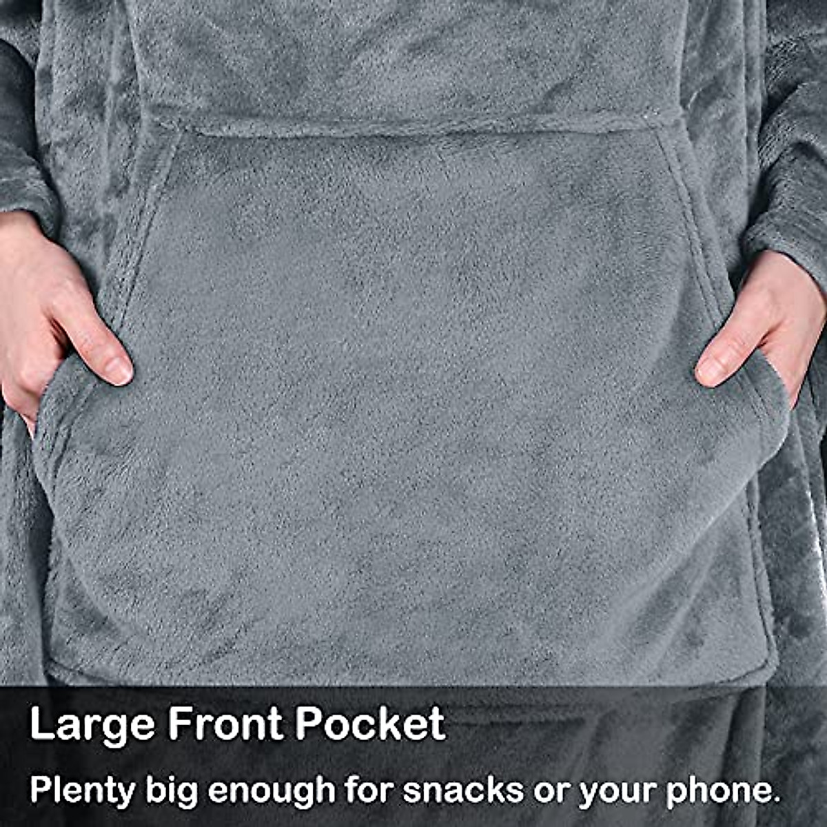 Wearable Fleece Blanket with Sleeves and Foot Pocket for Adult Women Men, Super Soft Cozy Microplush TV Blanket Throw Wrap Cover for Lounge Couch Reading Watching TV