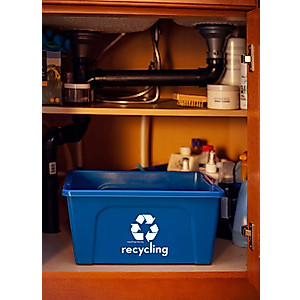 Recycling Rules Wholesale Low-Profile 3 Gallon Deskside Recycling Bin Container, Perfect for Office Paper and Home Recycling, Eco-Friendly BPA-Free, in Blue, 25-Pack