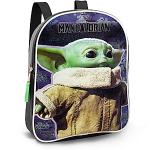 Baby Yoda Backpack with Lunch Box Set - Bundle with Baby Yoda Backpack, Baby Yoda Lunch Box, Water Bottle, Stickers, More | Star Wars Backpack Kids