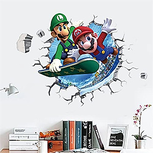 SKTFFR Mario Brothers Wall Decals Children Cartoon Bedroom Background Wall Decoration PVC Wall Decor for Boys Room Living Room (Size 23.7 x 17.7 inch)
