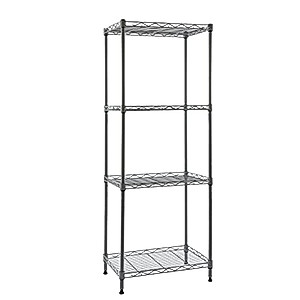 YOHKOH 4-Tier Wire Shelving Metal Storage Rack Adjustable Shelves for Laundry Bathroom Kitchen Pantry Closet (Grey, 16.8L x 11.9W x 49H)