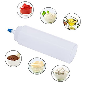 Fasmov 20 Pack 8-ounce Plastic Condiment Squeeze Squirt Bottles, Plastic Squeeze Bottles with Blue Tip Cap for Ketchup, Sauces, Salad Dressings, Crafts and More