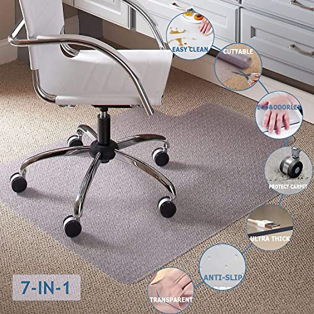 [48" X 36"] Chair Mat,Office Chair Mat for Carpets, Floor mat for Desk Chair,Transparent Mats for Chairs,Heavy Duty & Easy Glide,Multi-Purpose Protector Chair Carpet for Home