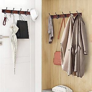 Zhithink Coat Hooks for Wall, Wall Mounted Coat Rack, Coat Hooks Wall Mount, 5 Hooks for Jacket Coat Hat, Pre-Assembled Wall Coat Rack for Entryway Bathroom Bedroom (1 Pack 17.13'' x 1.37'' x 0.59'')