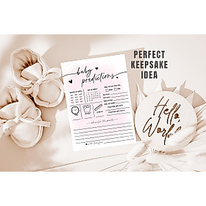 Your Main Event Prints 50 Baby Predictions Cards - Minimalist - Baby Shower Game, New Mom & Dad Card, New Parent Message Advice Book, Fun Party (Pink)