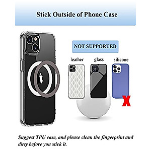Metal Ring for Phone Case Wireless Charging/Magnetic Cell Phone Ring Holder, mag Attachment Ring, mag Sticker Safe, Compatible with Smartphone, 4 Pieces