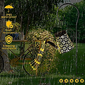 Solar Watering Can with Cascading Lights, Adorable Outdoor Hanging Solar Lantern, Durable Metal Waterproof Garden Lights Cute Addition for Garden Yards Rose Bush Patio Pathway Party