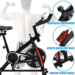 Cycling Bike Exercise Bike Indoor cycling bike Bicycle Cardio Fitness Cycle Trainer Heart Pulse w/LED Display Exercise Bikes Stationary Indoor (Black)