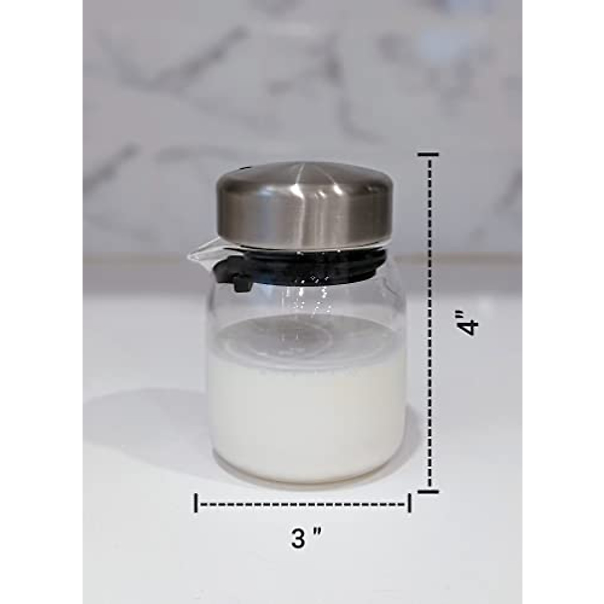 J&M DESIGN Sugar Bowl With Lid And Spoon Creamer & Dispenser Bowls Set For Kitchen Countertop Coffee Bar Accessories Containers Glass Milk Carton 7oz Holder Sugar Container Jar Stainless Steel Lid