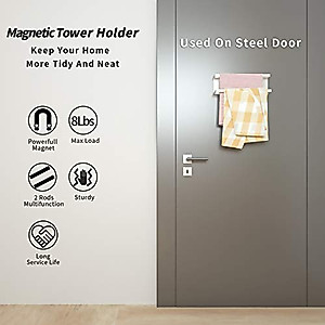 Magnetic Paper Towel Holder for Refrigerator,Kitchen Towel Rack Magnetic Paper Towel Bar Multi Function Made of Iron,Used for Kitchen,Bathroom,Toilet, Drill Free (White, Medium)