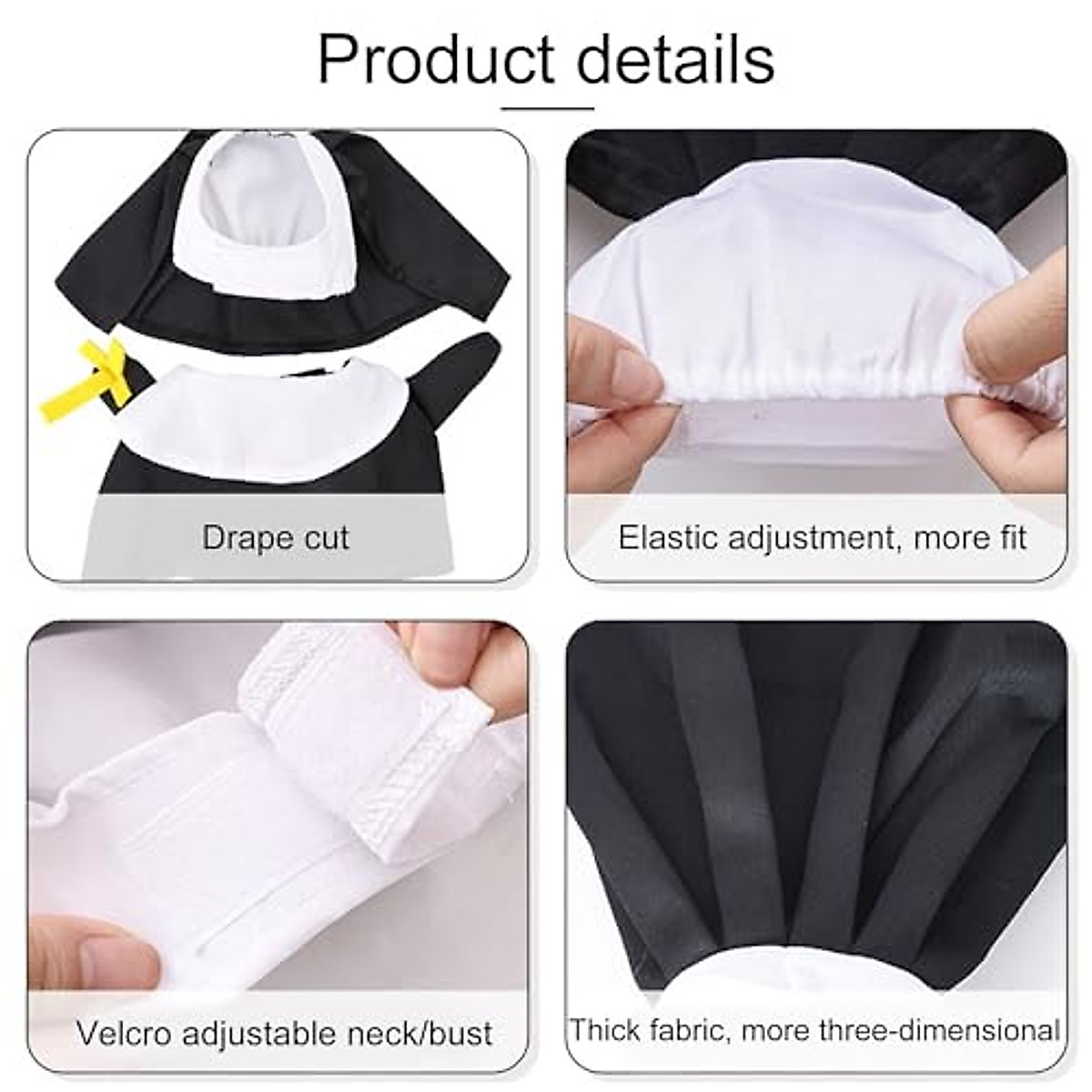 tinysiry 1 Set Pet Costume,Real Standing-up Nun Funny Three-Dimensional Dog Cat Costume, Soft Breathable Warm Pet Cosplay Dressing up,Pet Clothes for Party Black