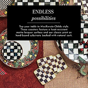 MacKenzie-Childs Drink Coasters, Bar Set and Housewarming Gift, Courtly Check, Square, Set of 4