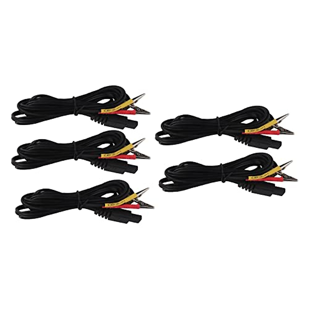 Kadimendium Clip Electrode Test Cord, TENS Electrode Wire Black Potable Size 5pcs for Digital Therapeutic Machine for Slimming Massager