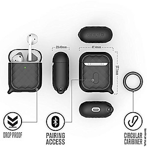 Catalyst Ring Clip case for AirPods 1 & 2 Silicone AirPods Case with Textured Pattern, Extra Grippy High Gloss Surface Finish,