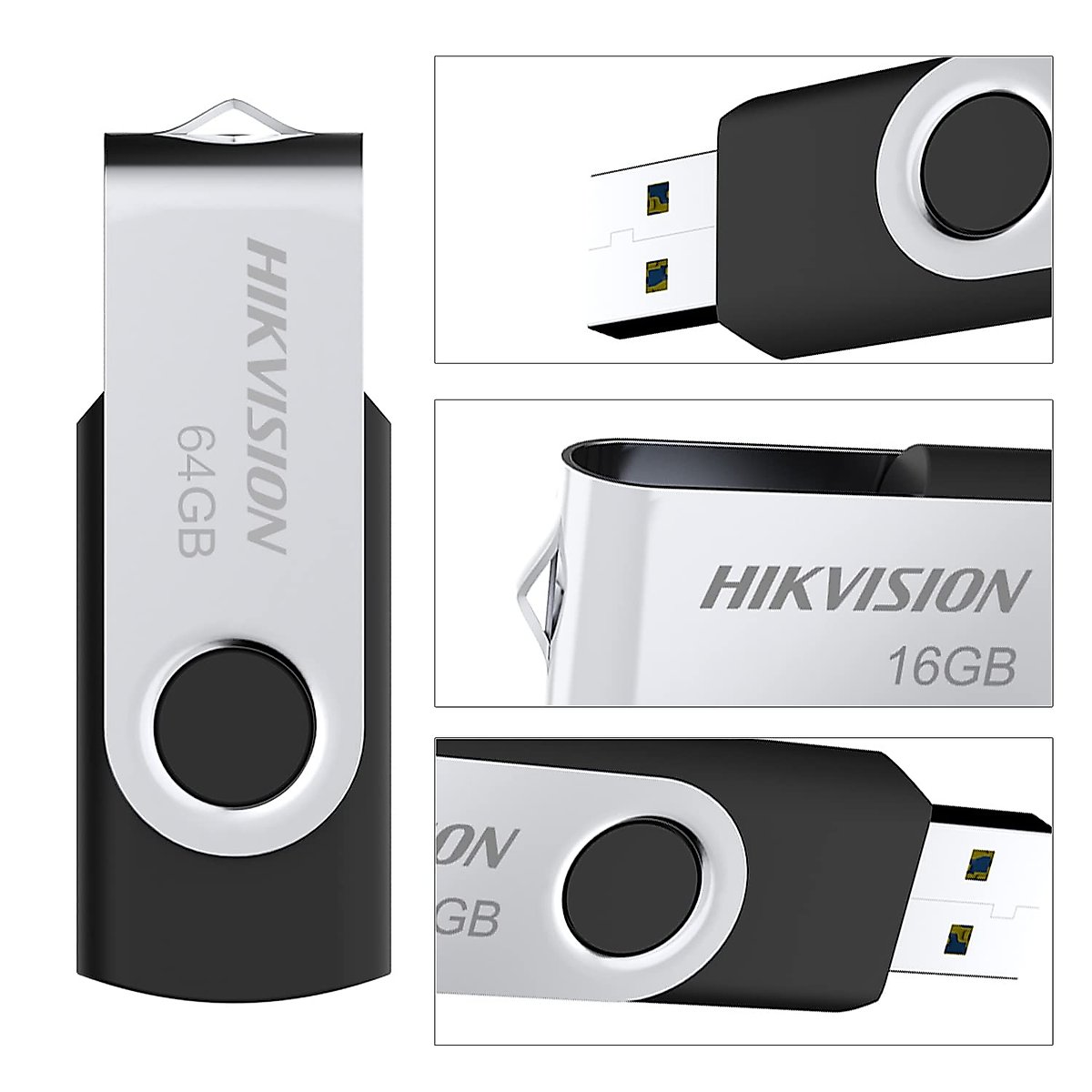 Hikvision 32GB USB 2.0 Flash Drive Flash Storage Memory Stick with Metal Case for Data Storage and Backup with 360 Degree Rotation Speed up to 20MB/S (32GB, USB2.0)…