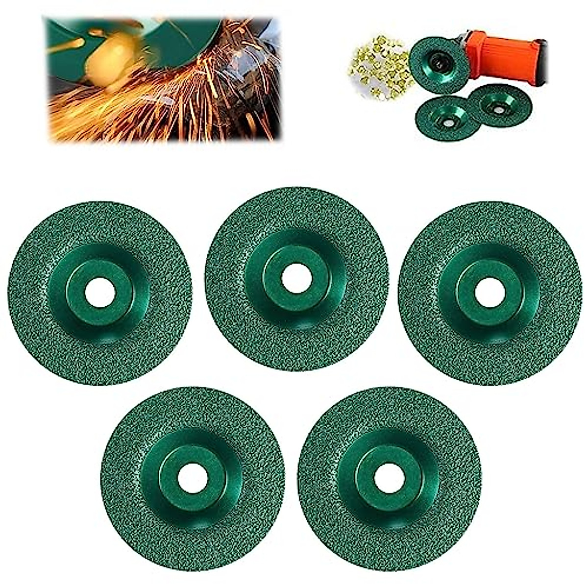 Brazed Diamond Grinding Disc,4 Inch Vacuum Brazed Diamond Grinding Cup Wheel,Angle Grinder Casting Cutting Discs,for Granite Marble Diamond Iron Steel Masonry Convex (5pcs)