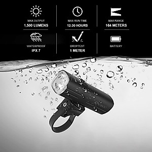 OLIGHT RN 1500 Rechargeable Bike Headlights 1500 Lumens for Road Urban Cyclists, USB Type C Reverse Charging, Rechargeable Battery Included, 164 Meters Light Range Anti-Glare Beam, IPX7 Waterproof