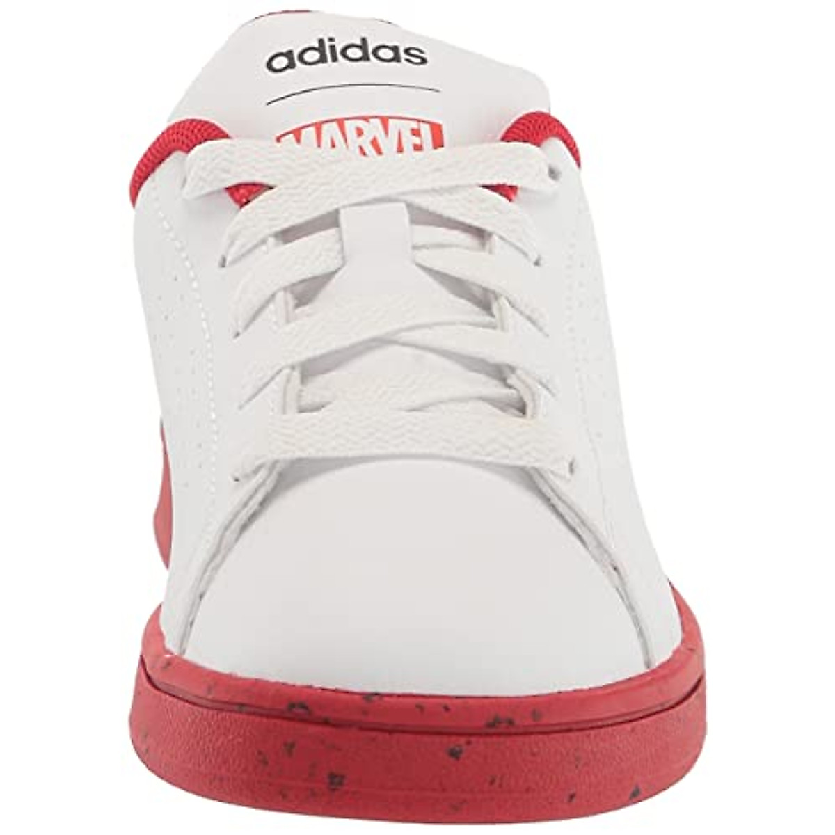 adidas Baby Advantage Tennis Shoe, White/White/Better Scarlet (Spider-Man), 6 US Unisex Infant
