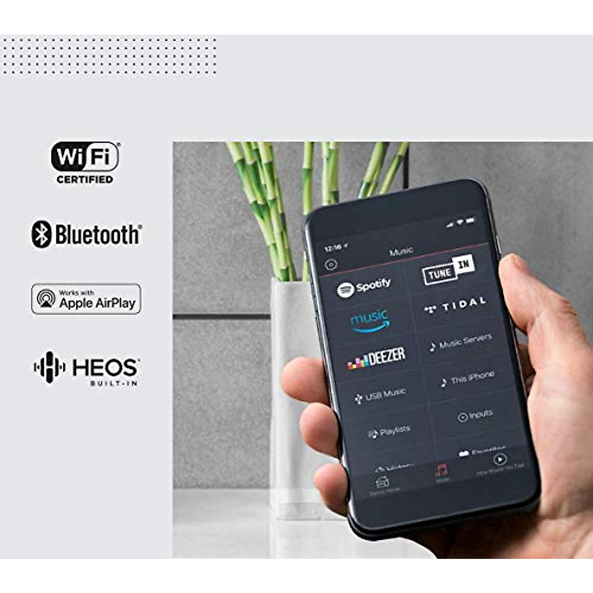 Denon Home 250 Wireless Speaker, HEOS and Alexa Built-in, AirPlay 2, and Bluetooth, Compact Design, Black