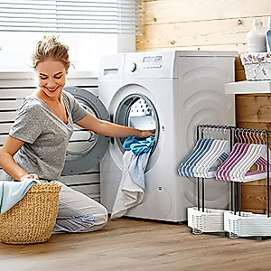 2 Pack Hanger Organizer, kingdalux Sturdy Hanger Stacker for Laundry Room Closet Dry Cleaning Room, Portable Hanger Storage Rack Holder for Adult Hangers, Holds up 200 Wire Clothes Hangers