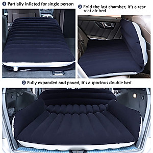 DTOWER SUV Air Mattress, Car Inflatable Mattress Thickened Car Air Bed Portable Camping Outdoor Mattress with Air Pump Home Air Mattress for Outdoor Camping Travel, Flocking Surface, Fast Inflation