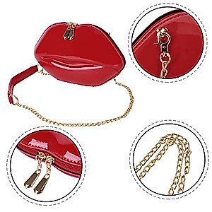 Goclothod Women Lips-shaped Shoulder Bag PU Leather Crossbody Bag Party Evening Handbag