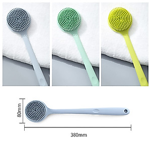 TADALU Shower Scrubber for Body Multifunctional Silicone Brush Body Long Handle Double-Sided Bath Shower Brush Back Massage Exfoliation Wisp Body Scrub Brush (Color : Blue)
