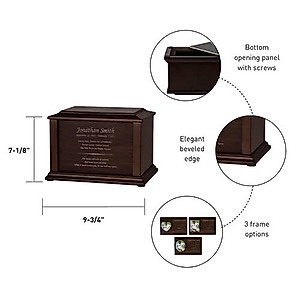 Perfect Memorials Custom Engraved Large Adoration Photo Cremation Urn (240 Cu/in) - Personalized Urn for Human Ashes/Heart, Rectangle, or Oval Picture Frame/Special Tribute for Your Loved One